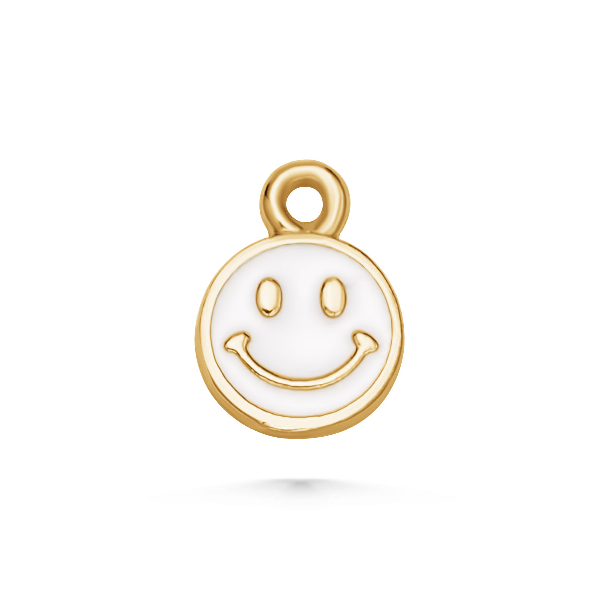 Gold Filled - Enamel Color - Mini Round White Smiley Face Charm ...