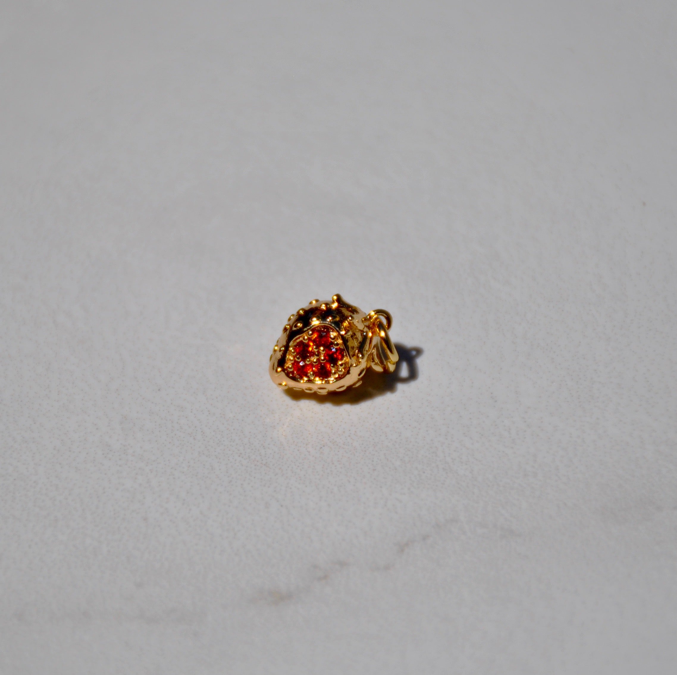 Strawberry Shortcake Charm - 18k Gold Filled Red Zicron Gemstone ...